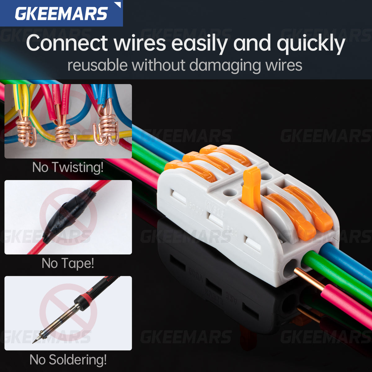 KV313 Wire Nuts 3 Conductor Terminal Block Connector | GKEEMARS